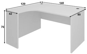 Rohový stůl SimpleOffice 140 x 120 cm, levý, dub světlý / šedá