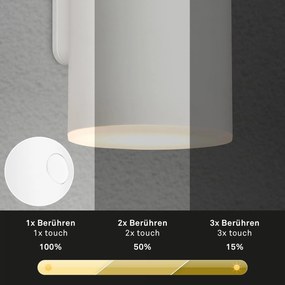 BRI 3786016 Lima LED venkovní nástěnné svítidlo, nabíjecí, 3 krokový dotykový stmívač, časovač, bílé - BRILONER