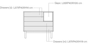 Komoda corvo krémová 40 x 90 cm MUZZA