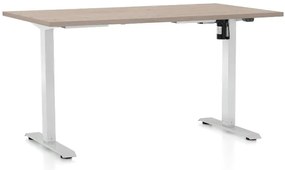Výškově nastavitelný stůl OfficeTech A, 140 x 80 cm - bílá podnož Barva: Světle šedá
