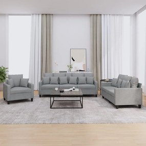 3dílná sedací souprava s polštáři světle šedá textil 3201632