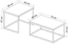 DYSTOS set konferenčních stolků, ořech / černá