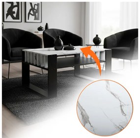 Velaco Konferenční kávový stolek TAB 4 70, imitace bílého mramoru/černá