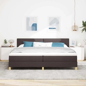 Postel s boxspringem s čelo Tmavě hnědá 200 x 200 cm textil 3338947