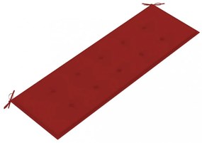 Lavice Batavia s červenou poduškou 150 cm masivní teakové dřevo