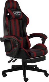 vidaXL Herní židle s podnožkou černo- umělá kůže [20533] Barva: vínová červená