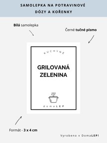 Samolepka na kořenky GRILOVANÁ ZELENINA bílá 3 × 4 cm tučné písmo