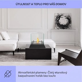 Klarstein Phantasma Cubo, etanolový krb, bez kouře a zápachu, nerezové hořáky, bezpečnostní sklo