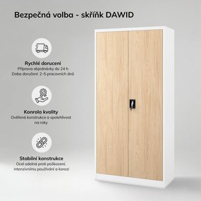 Víceúčelová kovová skříň bílá / dub sonoma, 900x1850x450 mm: DAWID Eco Design