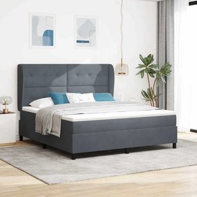 Postel s boxspringem s polštářem Tmavě šedá 200 x 180 cm samet 3340941