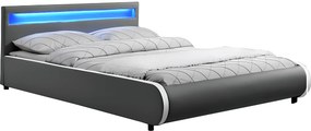 Manželská postel s RGB LED osvětlením, šedá, 180x200, DULCEA