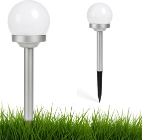 JU Solární lampa – plastová koule 10 cm, 
1 bílá LED