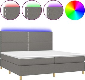 Box spring postel s matrací a LED tmavě šedá 200x200 cm textil 3135382