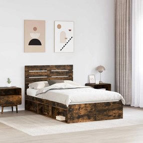 Rám postele Kouřový dub 120 x 190 cm Masivní borové dřevo 3411443
