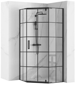 Rea - Hex jednodveřový sprchový kout 90 x 90 cm, černý profil - čiré sklo 6mm, REA-K8979