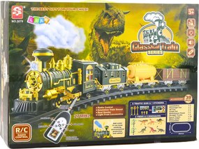 LEAN Toys Klasický vláček na dálkové ovládání Dinosauři – světla, zvuky, dým, 39 ks