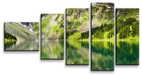 Sablio Obraz - 5-dílný Odraz hor na jezeře - 100x60 cm