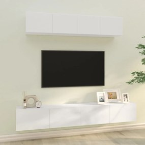 4dílný set TV skříněk bílý s vysokým leskem kompozitní dřevo