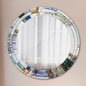 Kulaté dekorativní zrcadlo Abstraktní okno vitráže fi 60 cm