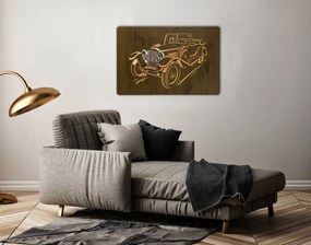 Li-Go "Veterán" světelný obraz s baterií 90x62cm varianta: ovládání na obraze bez dálkového ovladače, provedení: dub světlý