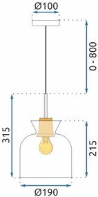 Závěsná lampa La Belle XXIII černá/bambus