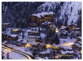 Obraz - horské zimní městečko (70x50 cm)