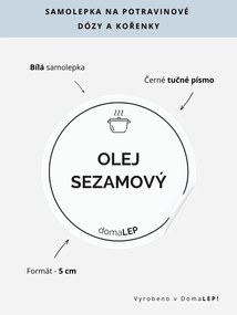 Samolepka na dózu CUKR KOKOSOVÝ – bílá, 5 cm, tučné písmo