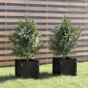 Zahradní truhlíky 2 ks černé 31 x 31 x 31 cm masivní borovice