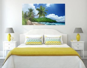 Obraz nádherná pláž na ostrově Seychely - 100x50 cm