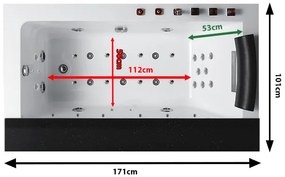 BPS-koupelny Hydromasážní vana HYD-LO915BL 170x100 ČERNÁ s ohřevem vody