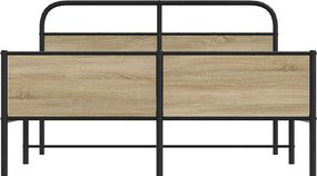 Kovový rám postele bez matrace kouřový dub 160 x 200 cm 3318673