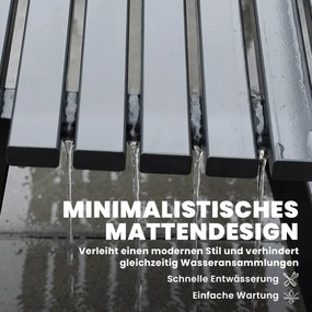 Zahradní lavička 3místná kovová venkovní lavička odolná proti povětrnostním vlivům s širokým sedákem s laťkovou konstrukcí, do 240 kg 154 x 68 x 88 cm