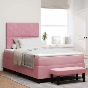 Postel s boxspringem s čelo Růžová 190 x 120 cm samet 3344569