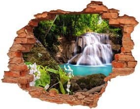 Wallmuralia Díra 3D ve zdi nálepka Vodopát Thajsko 90x70 cm