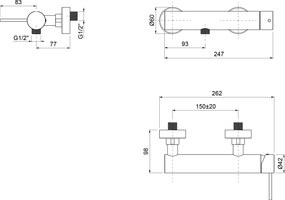 Sapho Ultramix sprchová baterie nástěnná 150 mm černá matná zlatá UT011BG