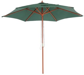 Slunečník Florida Ø 3 m - polyester/dřevo - olivově zelená