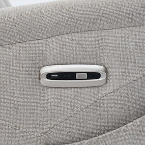 Křeslo polohovací masážní s výhřevem, 8bodová vibrační masáž, zvedací systém, USB, krémová látka (72 x 95) cm