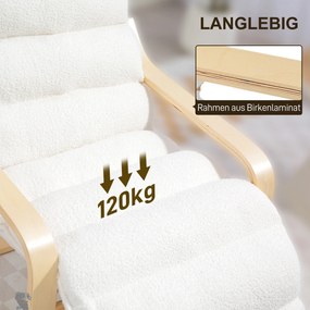HOMCOM Relaxační Křeslo, Polstrované Lounge Křeslo s Nastavitelným Opěrkou Nohou, Sherpa Fleece pro Obývací Pokoj, Houpací Křeslo s Opěrkami, Čtecí K…