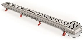 Chuděj Lineární plastový žlab 650mm s nerezovým rámečkem a spodním odtokem d 40, klasik/floor mat