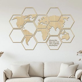 dřevo života Dřevěná mapa světa Hexagon Zvolte barvu dekoru: Javor, Rozměry šxv (cm): 124x80