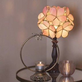 Růžová stolní lampa Tiffany Bloom – 21x21x38 cm