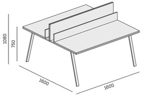 PLAN Kancelářský pracovní stůl DOUBLE LAYERS, s přepážkami, bílá / šedá