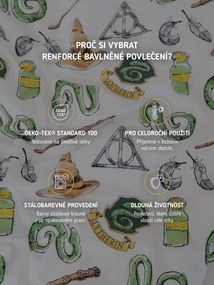 MK Lůžkoviny Bavlněné povlečení Renforcé - Zmijozel bílé 140 × 200 cm, 70 x 90 cm