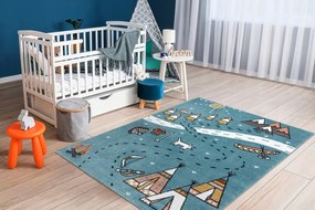 Dětský kusový koberec Fun Indian blue - 140x190 cm