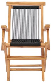 Skládací zahradní židle 2 ks masivní teakové dřevo a provázky,  49362
