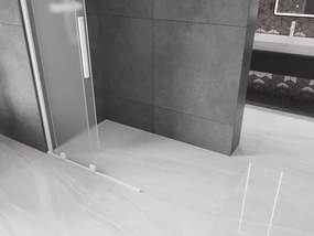 Mexen Velar, sprchová zástěna s posuvnými dveřmi Walk-in 80 x 200 cm, 8mm sklo námraza, bílá matná, 871-080-000-33-20