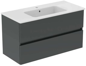 Ideal Standard Eurovit+ - Skříňka s umyvadlem, 55x100x44 cm, 2 zásuvky, tmavě šedá R0575TI