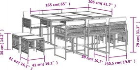 11dílný zahradní jídelní set s poduškami béžový polyratan 3211510