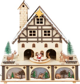 Livarno® Dřevěný LED domek s pohyblivými figurkami (dům s hvězdou)