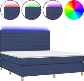 Box spring postel s matrací a LED modrá 160x200 cm textil 3135531